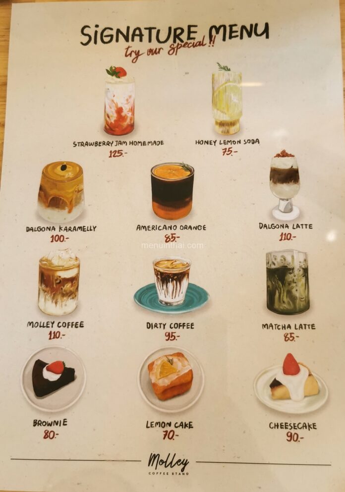 เมนู ราคา Molley coffee stand คาเฟ่หัวหิน - menuinthai.com