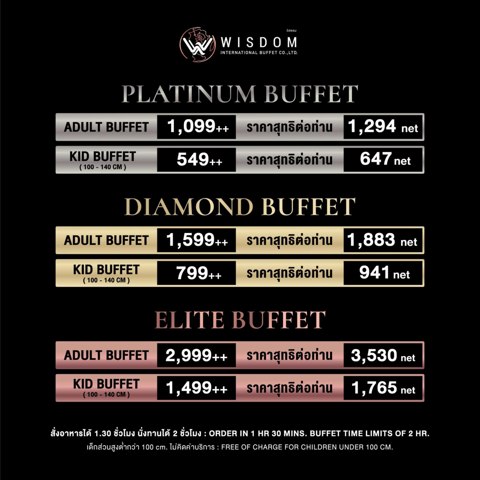 เมนู ราคา Wisdom Buffet (วิสดอมบุฟเฟ่ต์) - menuinthai.com